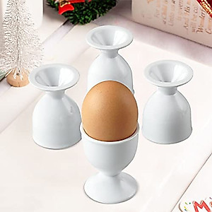 Cinf Ceramic Egg Cup Christmas Gift Set of 4 Porcelain Holder Breakfast Boiled Cooking Easy to Clean Childhood Memories Kitchen
