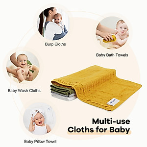 Maliton Muslin Burp Cloths for Baby Boy Girl, 4 Pack Extra Soft Large 20''x10'' 100% Cotton Burp Cloths, Absorbent 6 Layers Baby Spit Up Rags, Newborn Baby Essentials(Spring Color, Pack of 4)