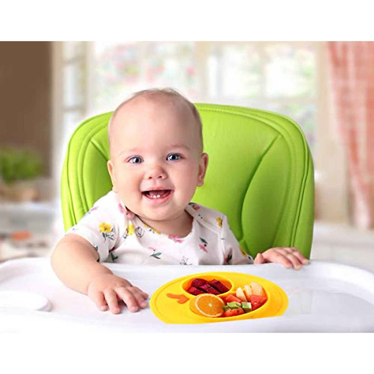 Qshare Toddler Plate, Portable Baby Plates for Toddlers and Kids, BPA-Free Strong Suction Plates for Toddlers, Dishwasher & Microwave Safe Silicone Placemat 9x6x1.4 inch