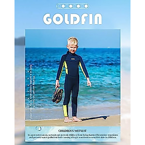 Goldfin Kids Wetsuit for Boys Girls, 3mm Neoprene Fullsuit for Toddler Back Zip Youth Water Aerobics Diving Boating Snorkeling Surfing Swimming