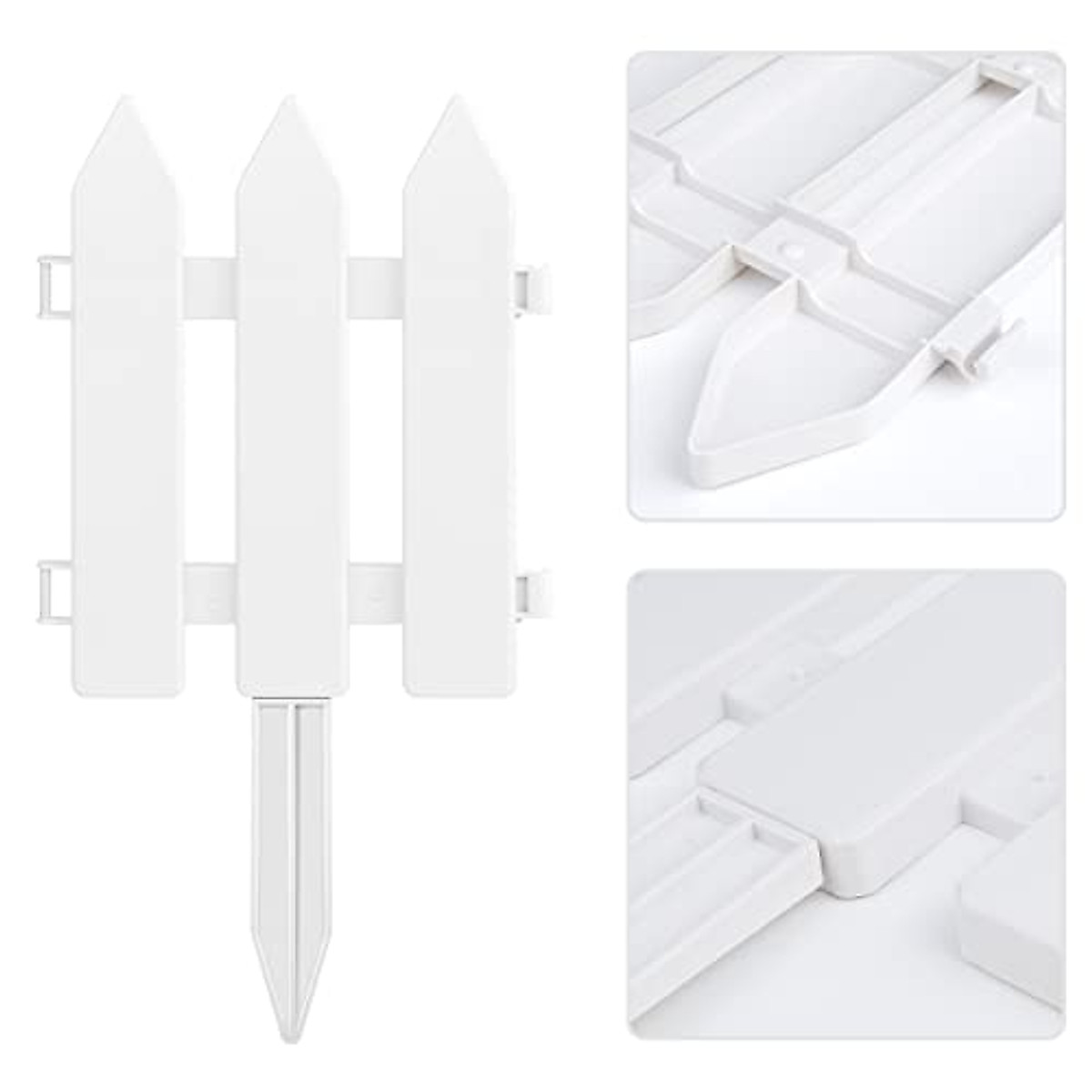 ELECLAND 22 Pieces Garden Fence with 22 Pieces Fence Insert White Plastic Fence Garden Picket Fence Edgings Lawn Flowerbeds Plant Borders Decorative Garden Yard