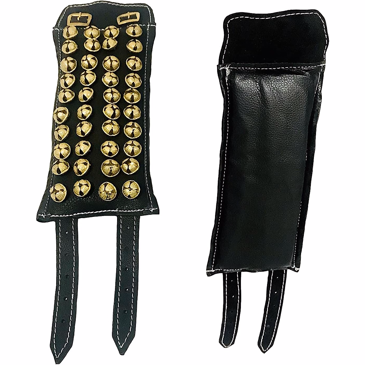 Arts Of India Ghungroo Brown Leather Pad 4 Line Ghungroo Pair (16 NO. GHUNGROO) Big Dancing Bells - FOUR LINE BROWN LEATHER PAD GHUNGROO PAIR