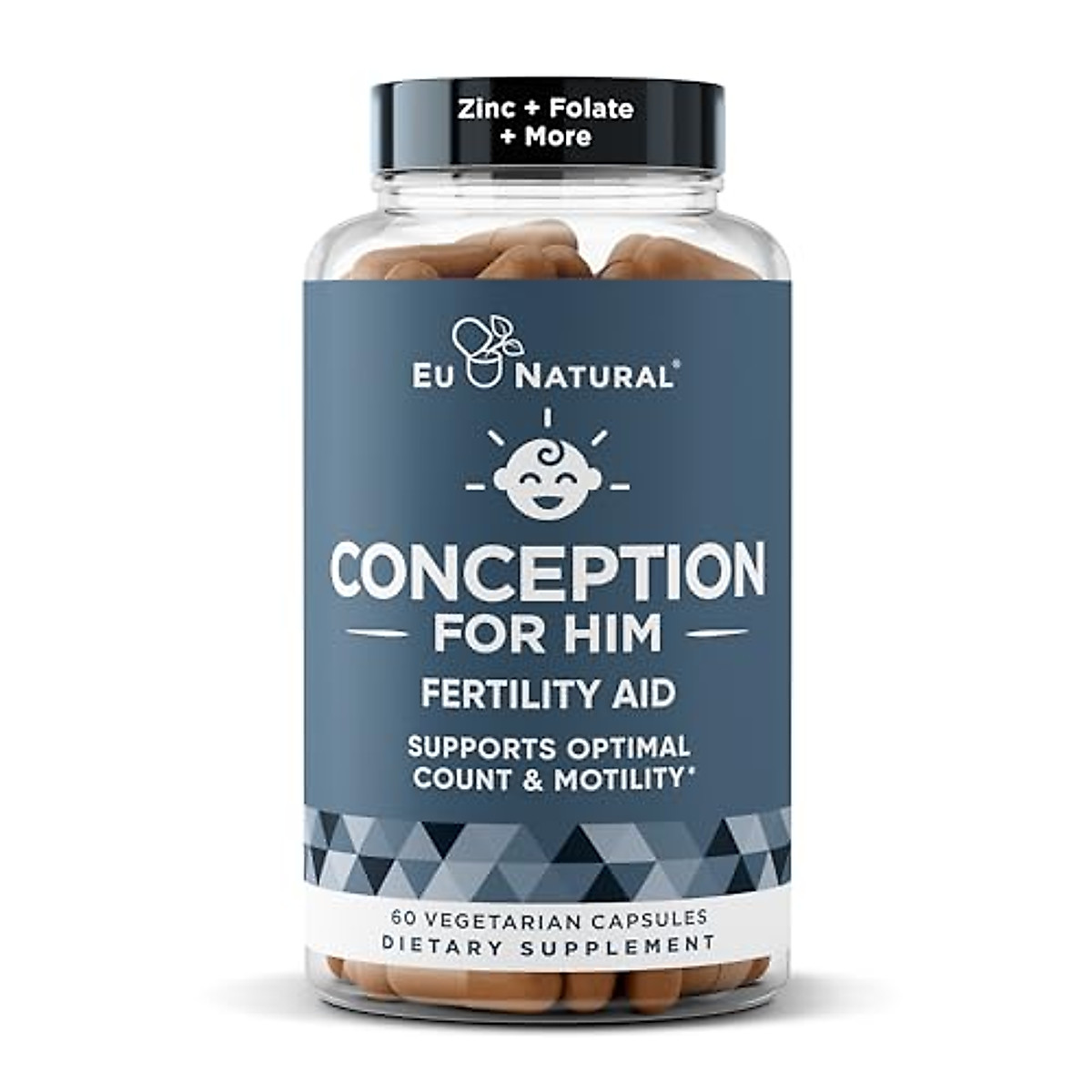 Conception For Him – Fertility Supplements for Men, Male Fertility Booster & Prenatal – Optimal Sperm Count, Motility Strength – Ashwagandha, Folate Folic Acid,Magnesium & Zinc – 60 Veg Soft Capsules