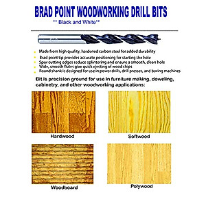 Max-Craft 5/32"-Inch 10Pcs Brad Point Wood Drill Bit Brad and Spur Point Wood Drills with Special Brad-Point tip Drilling for Hardwood or Softwood (5/32-10pcs)