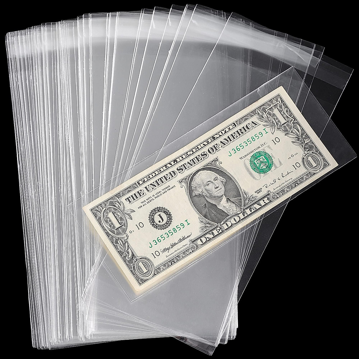 Uncle Paul Clear Paper Money Holder 18.5x9CM/7.2x3.5IN - Currency Sleeves Money Sleeve PP Material for Banknote/Bill/Trading Card/Stamp 100 Pieces PN01L100