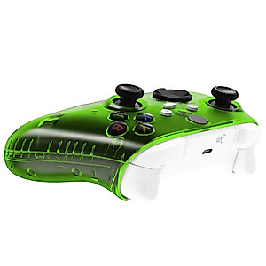 eXtremeRate Side Rails Grips Shell for Xbox Core Wireless Controller, Clear Green Replacement Part Front Housing Cover Handles Faceplate for Xbox Series X & S Controller [Controller Excluded]