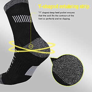 Heatuff Men's 6 Pack Hiking Crew Socks Athletic Cushion Outdoor Trekking Sock Reinforced Heel and Toe