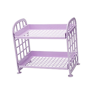 MAGICLULU 2pcs 2 Small Organizer Kitchen Storage Shelf Purple Bathroom Storage Rack Double Layer Vegetables Rack Shelf Fruit Shelf Storage Desktop Vegetable Rack Fruit Stand Basin