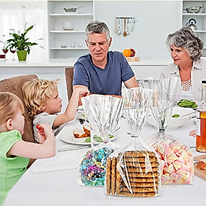 HOLYHOM Clear Cellophane Gift Bags Party Favor Bags with Bottom Gusset - 12x17 Inch,25 Pack