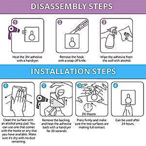 Adhesive Wall Hooks Bathroom Kitchen 24 Packs Heavy Duty 22lb(Max) Nail Free Sticky Hangers with Stainless Hooks Utility Towel Bath Ceiling Hooks