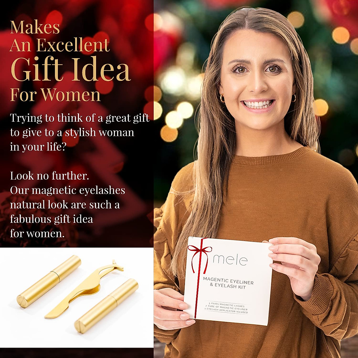 MELE Mele Magnetic Eyelashes & Eyeliner Kit | Reusable Easy To Apply Natural Looking Lash Kit | Long Lasting Comfortable False Lashes | 5 Pairs, 8 Piece Set