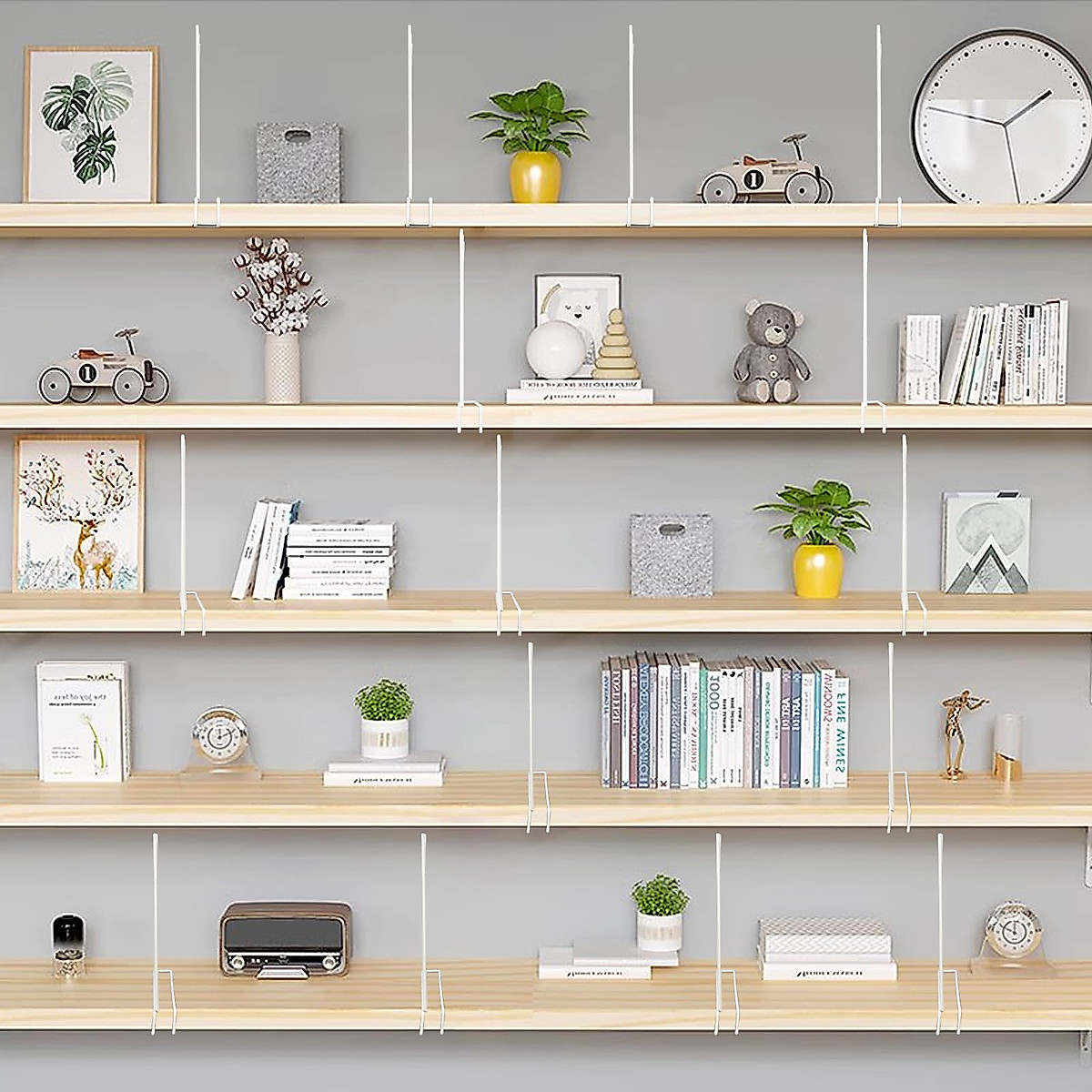 LQQBOX Shelf Dividers for Closet Organization, 8 Pack Metal Closet Shelf Dividers, Closet Shelf Organizer for Wood Closet Separator