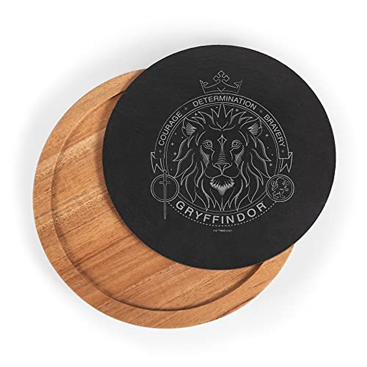 TOSCANA - a Picnic Time brand - Harry Potter Gryffindor Insignia Cheese Board & Knife Set, Charcuterie Board, Serving Platter, (Acacia Wood & Slate Black with Gold Accents)