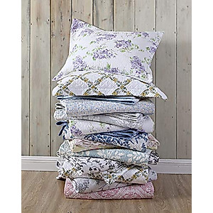 Laura Ashley Home - King Size Quilt Set, Cotton Reversible Bedding, Lightweight Home Decor for All Seasons (Amberley Blue, King)