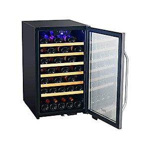 EdgeStar CWF440SZ 20 Inch Wide 44 Bottle Capacity Free Standing Wine Cooler with Reversible Door and LED Lighting
