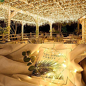 Brizled Solar Fairy Lights, 2 Pack Total 132ft 400 LED Solar String Lights Waterproof, 8 Modes Outdoor Solar Twinkle Lights, Solar Powered Garden Lights String for Indoor Outside Warm White