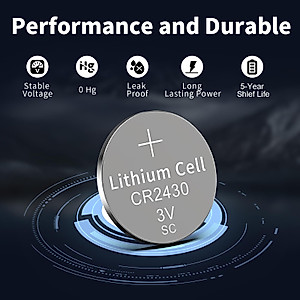 PKCELL 5Pack CR2430 3V Lithium Battery CR 2430 Battery
