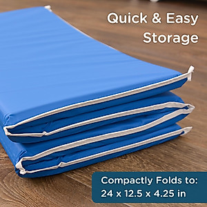 Children’s Factory 2 Inch Thick Folding Rest Mats for Preschool, 4-Section Nap Mats for Daycares, Nursery, Classroom, Blue, 5 Pack