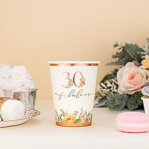 Crisky 30th Birthday Napkins and Plates for Women Rose Gold Floral Party Decoration, 30 and Fabulous Plates and Napkins for Women 30th Birthday.