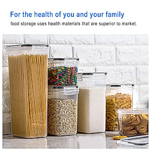 8 PCS Plastic Storage Containers for Kitchen Pantry Organization and Storage,Airtight Food Storage Containers Set with Lids, Cereal and Sugar