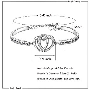 Gzrlyf Not Sister by Blood but Sister by Heart Bracelet Best Friends Gifts for Sister in Law Soul Sister Gifts Unbiological Sister Gifts (White Gold)