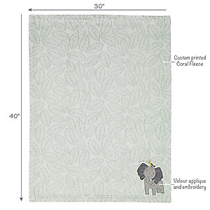 Lambs & Ivy Jungle Friends Appliqued Fleece Nursery Baby Blanket - Elephant