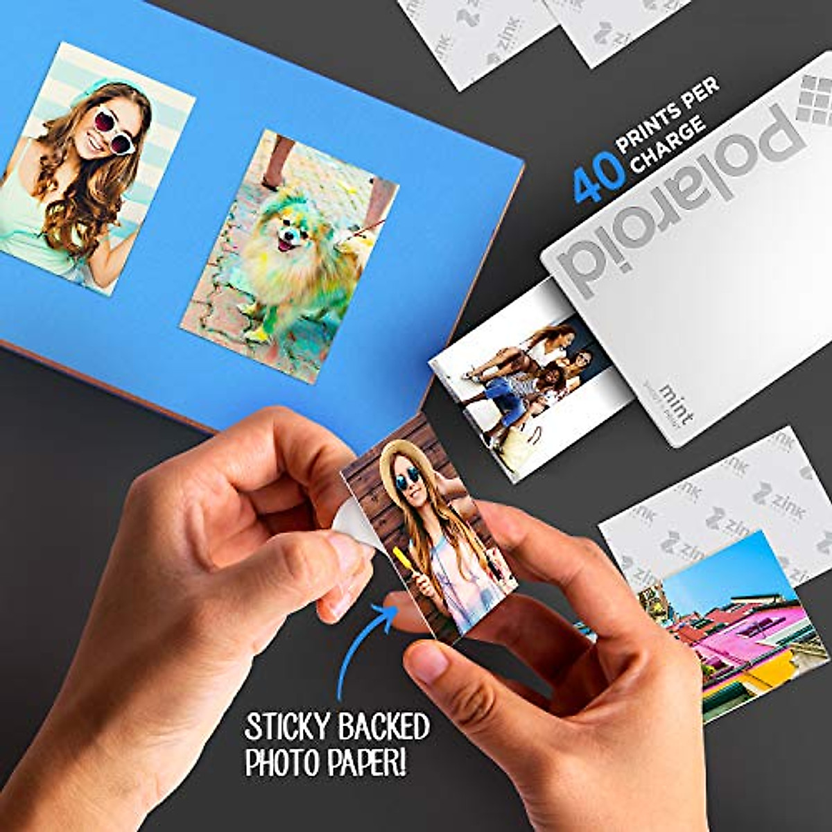 Zink Polaroid Mint Instant Print Digital Camera (White), Prints on Zink 2x3 Sticky-Backed Photo Paper