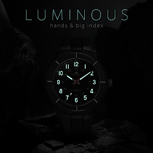 NBONAL Sport Field Watch for Men Black Tactical Watch Daily Waterproof 24 Hour Military Display Casual Quartz Wristwatch