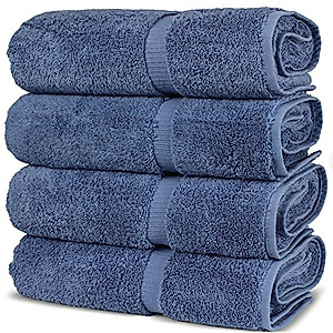 Chakir Turkish Linens 100% Cotton Premium Turkish Towels for Bathroom | 27'' x 54'' (4-Piece Bath Towels - Wedgewood)