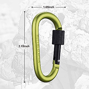 Carago Carabiner Clips with Screw Gate, 10 Pack Carabiners Hiking Clips with 7.5mm Diameter Aluminum Rod (10 Colors)