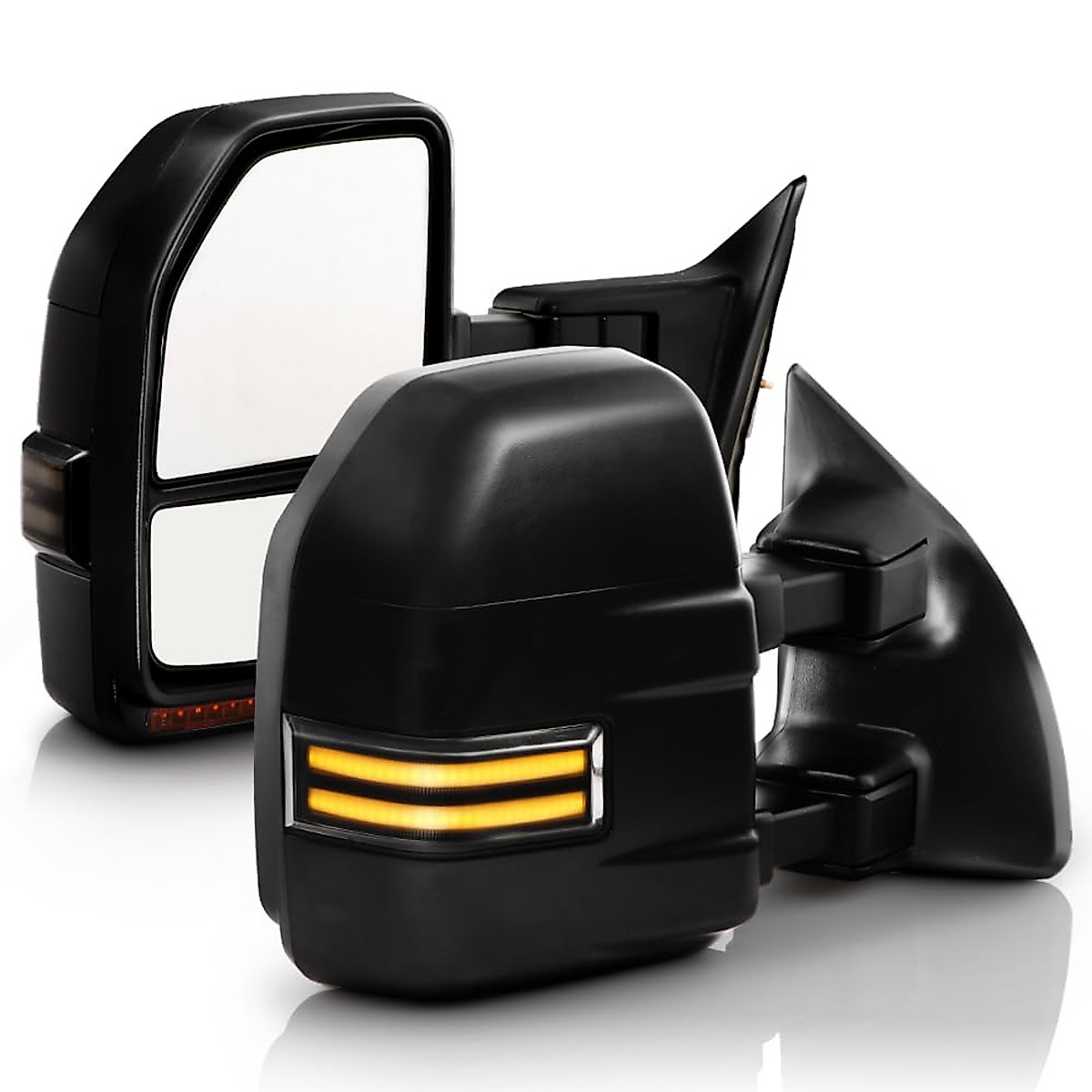 ACANII - Telescoping Manual Non Heat Towing Mirrors w/LED Signal PAIR For 1999-2007 Ford F250 F350 F450 F550 Superduty