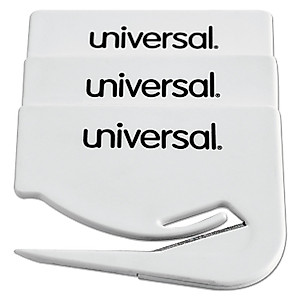 Universal UNV31803 - Letter Slitter Hand Letter Opener W/Concealed Blade, White, 3/Pack, one Size