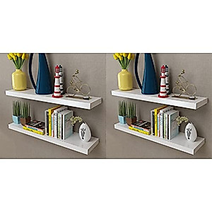 vidaXL 4X Wall Shelves White 31.5" Display Hanging Storage Bookcase Furniture