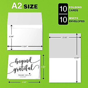 Beyond Grateful Thank You So Very Much Greeting Cards & Envelopes – Appreciation, Weddings, Christmas, Holidays, Small Business, Baby Bridal Showers, Funerals, Graduation – 4.25 x 5.5” | 10 per Pack