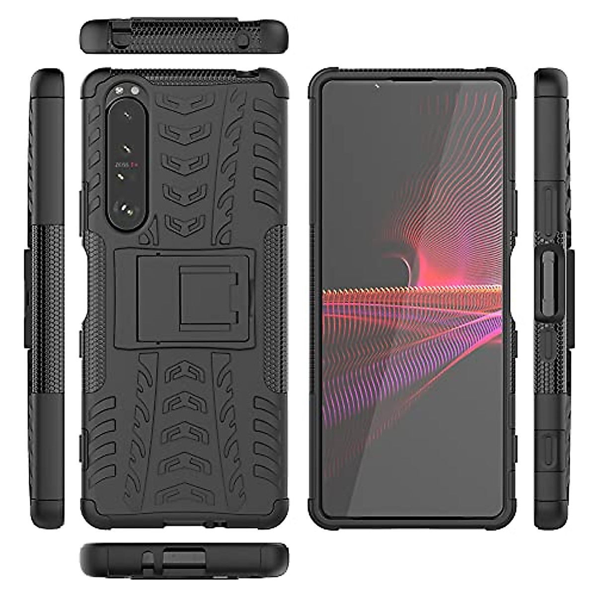 IMIRST Phone Case Sony Xperia 1 III Case Heavy Duty Shockproof Military Grade Dual Layer Hard Slim PC Hybrid Kickstand Protective Cover for Sony Xperia 1 III Hyun (Black) JX