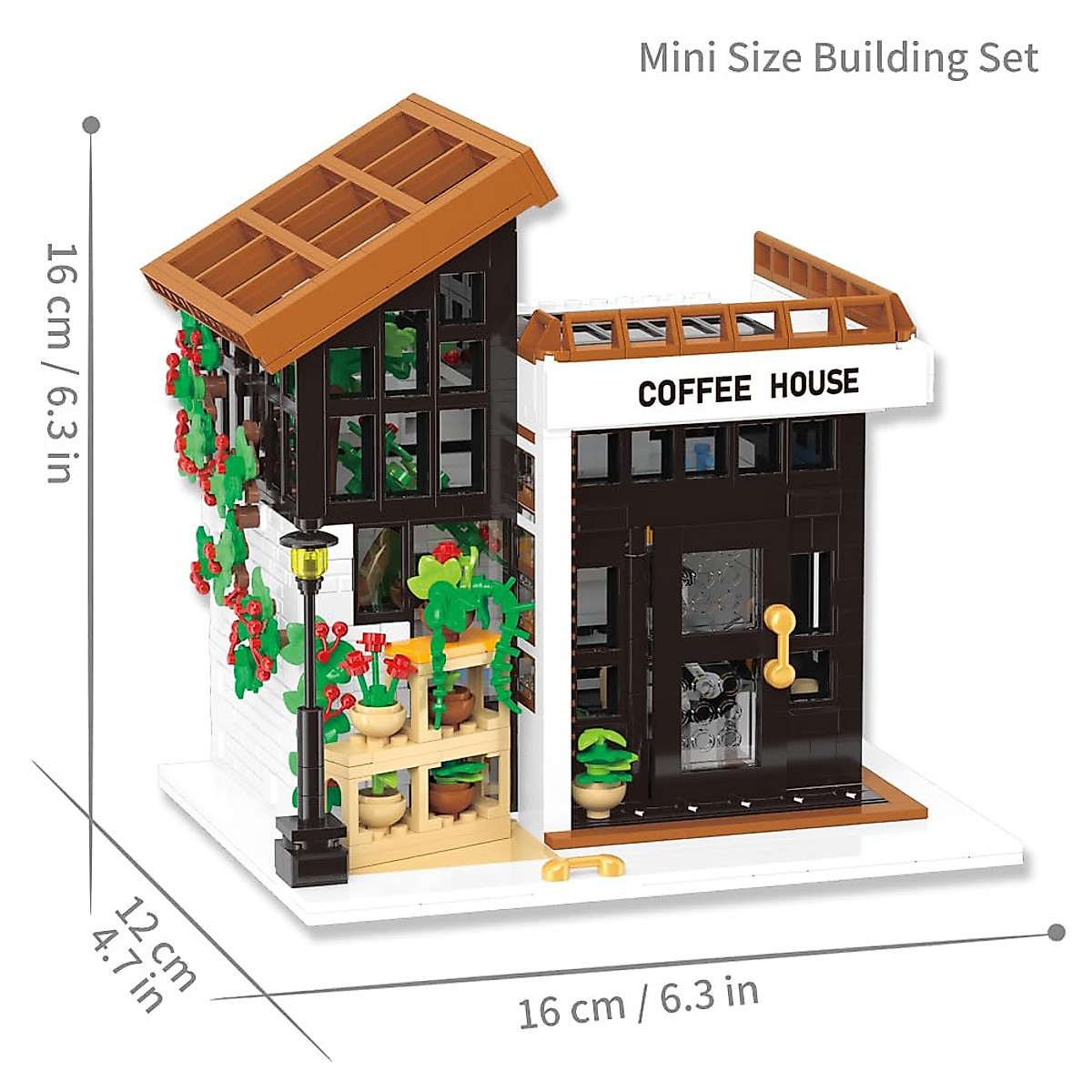 City Cafe Building Toy Set, Modular Coffee Shop Building Blocks Halloween Xmas Gift for Adult, Boy and Girls 14+, 1347pcs Mini Brick with LED