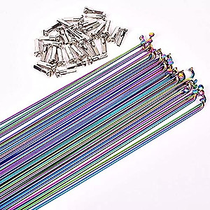 chensong Spokes Nipples Bicycle Spoke Wire Vacuum Pating Rainbow 26 27.5 29 Inch Mountain/Road Bike Stainless Steel 14G 259/261/271/273/291/293MM Cycling Spokes (Color : 263MM)