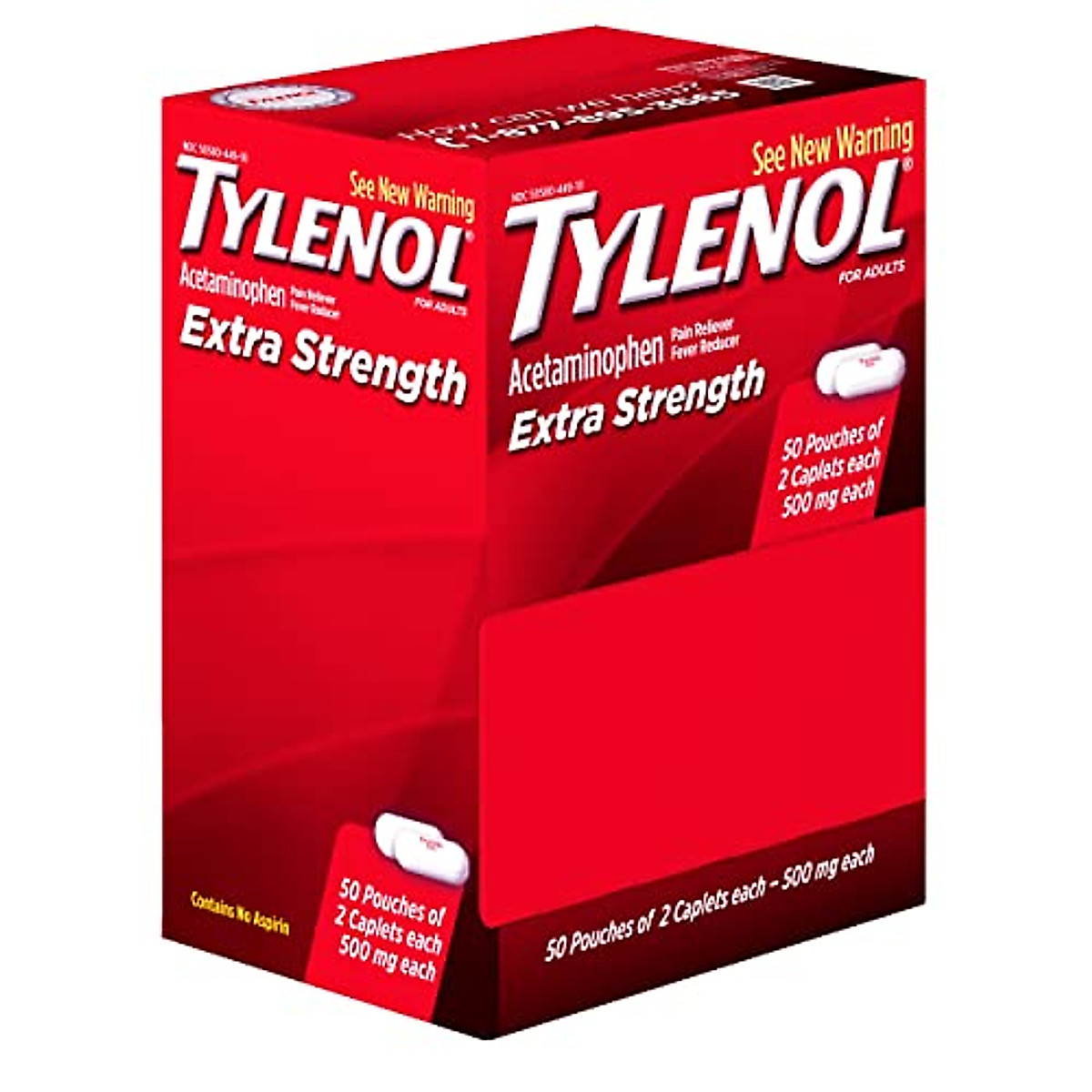 Tylenol Extra Strength Caplets with Acetaminophen, Pain Reliever & Fever Reducer, 2-pack of 50 ct
