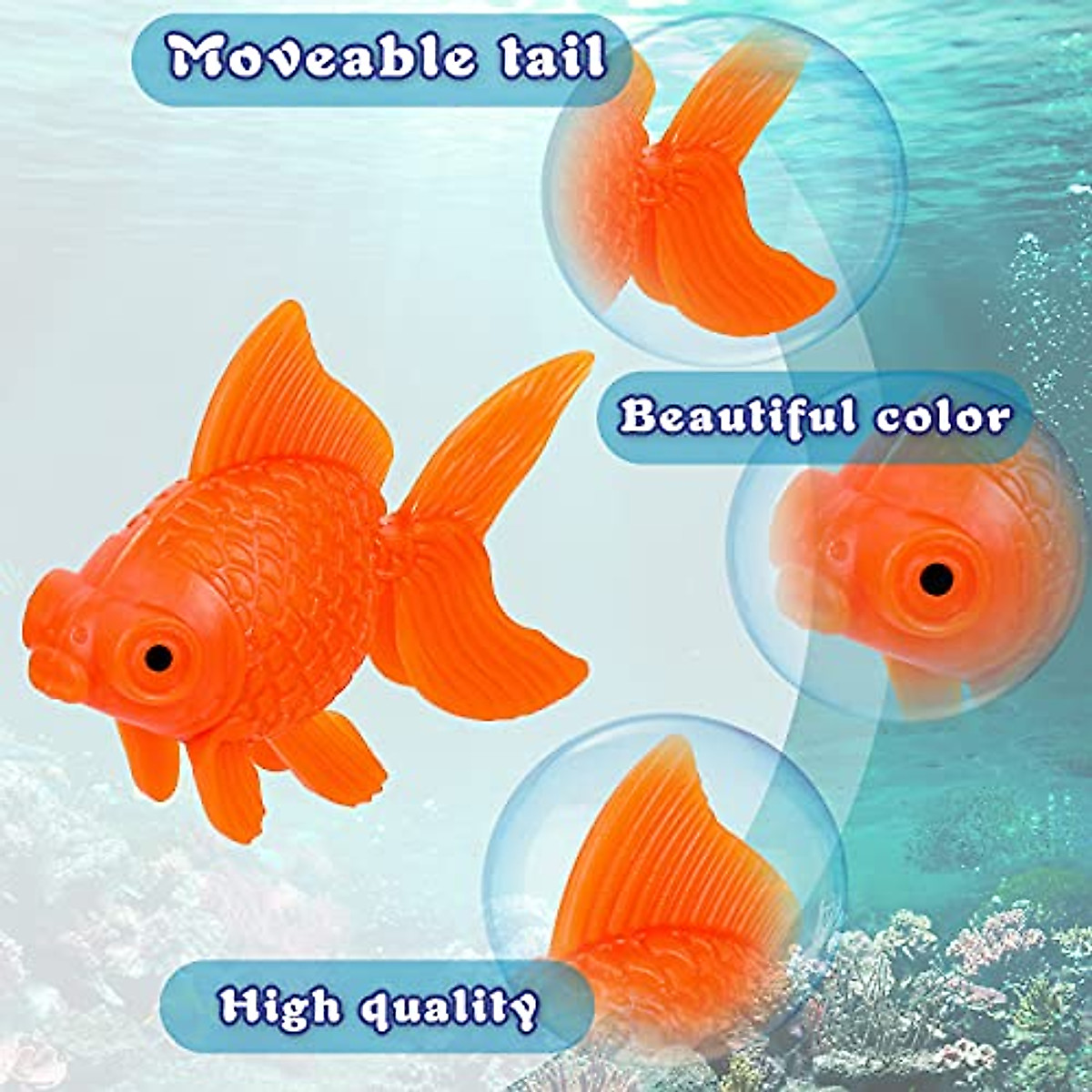 Sumind 30 Pieces Fake Floating Fishes Plastic Fake Goldfish Artificial Aquarium Fishes Colorful Realistic Artificial Moving Fish Ornament Decorations for Aquarium Fish Tank