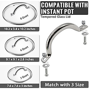 HPUY Pot lid Handle Replacement Tempered Pot Glass Lid Handle Replacement for Stainless Steel Handle of Glass Lid Accessories for Hole Dimeter of Lid Handle is 4.33'',Only Handle Replacement Kits