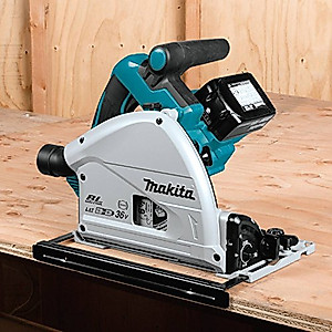Makita XPS01PTJ 18-Volt X2 LXT Lithium-Ion (36V) Brushless Cordless 6-1/2 inch Plunge Circular Saw Kit (5.0Ah) with 199140-0 39 inch Guide Rail(Sold separately)