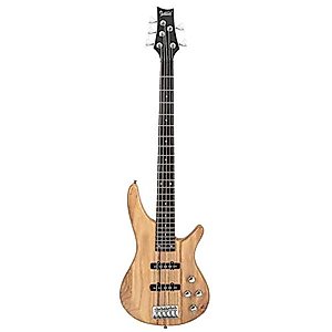 Bass Glarry GIB Electric 5 String Bass Guitar Full Size Bag Strap Pick Connector Wrench Tool Burlywood