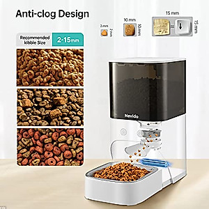 Nevido Automatic Cat Feeders,2.4G Wi-Fi Automatic Dog Feeder with App Control,Stainless Steel Bowl,Timed Smart Pet Feeder with Desiccant Bag,Up to 20 Portions 10 Meals Per Day & 30s Voice Recorder,4L