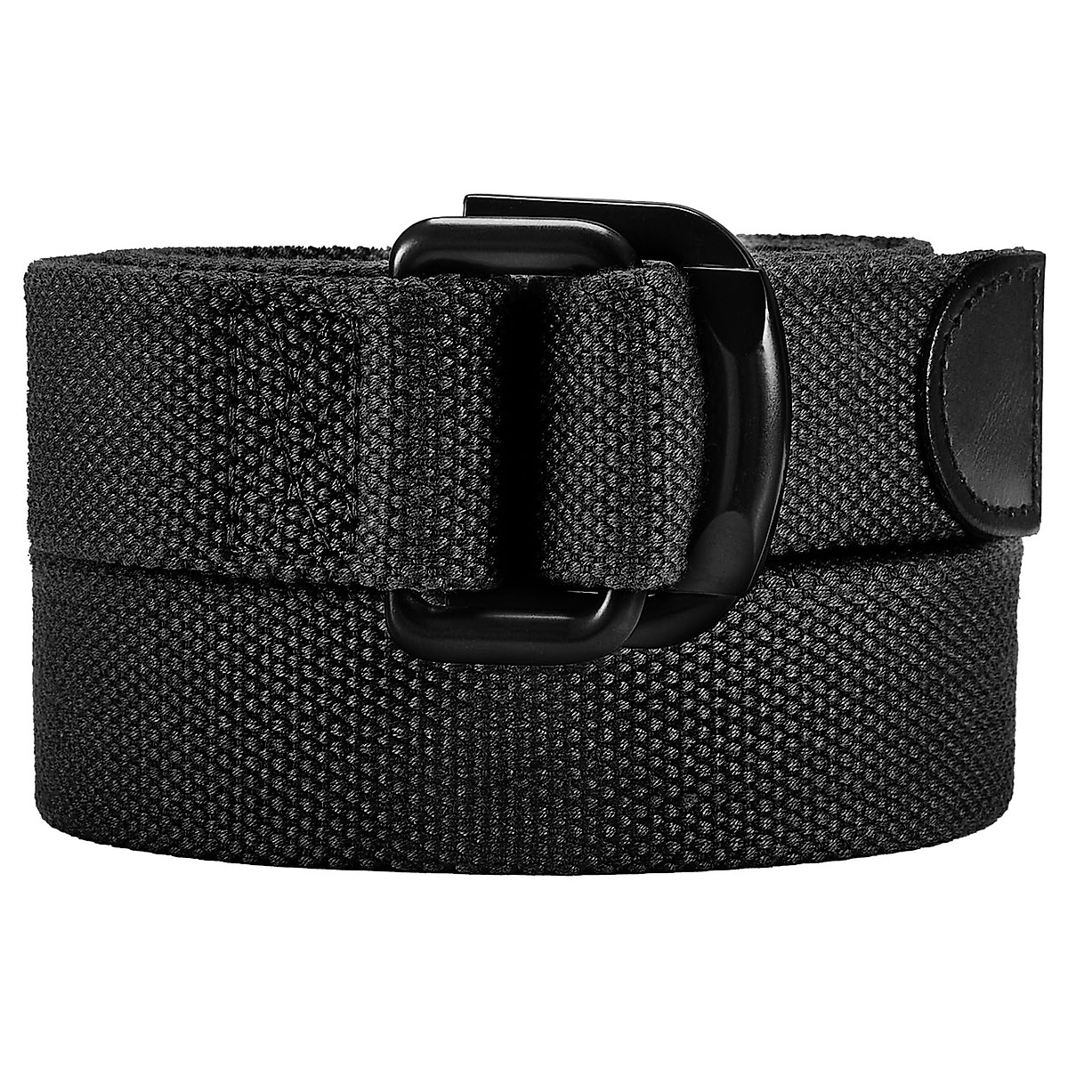 Bluecton Mens Belts Plus Size Canvas Belt Double D Ring Black Fabric Cloth Plus Size 55inch for Waist 43-46