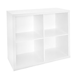 ClosetMaid 4 Cube Storage Shelf Organizer Bookshelf with Back Panel, Easy Assembly, Wood, White Finish