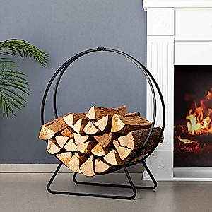 DOEWORKS 23 Inches Solid Steel Log Hoop Heavy Duty Firewood Racks