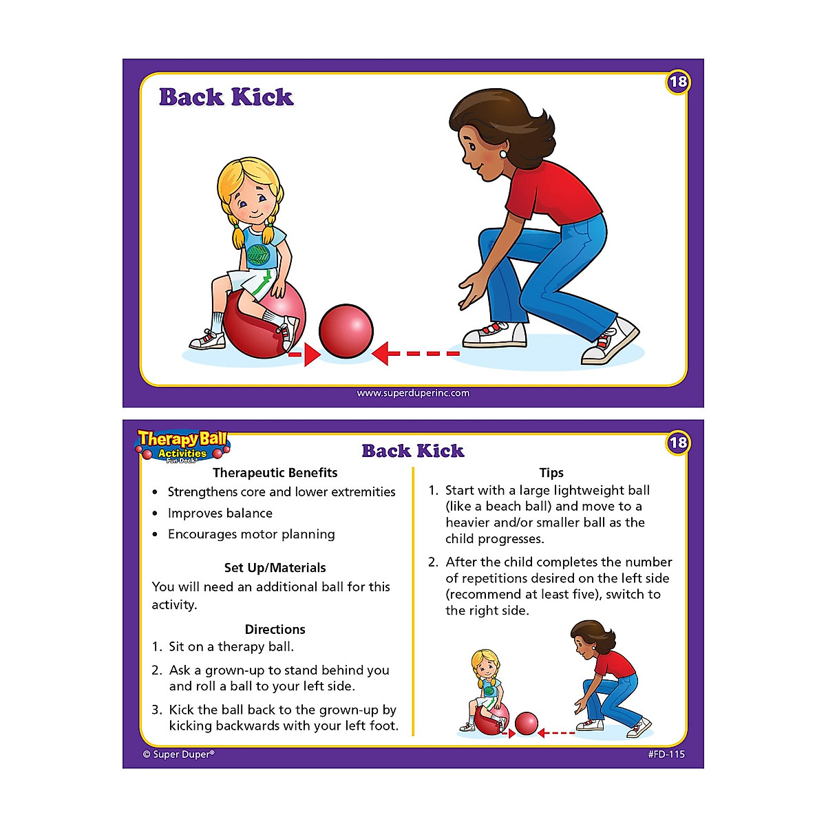Super Duper Publications | Therapy Ball Activities Fun Deck | Upper Body and Core Strength Flash Cards | Educational Learning Materials for Children