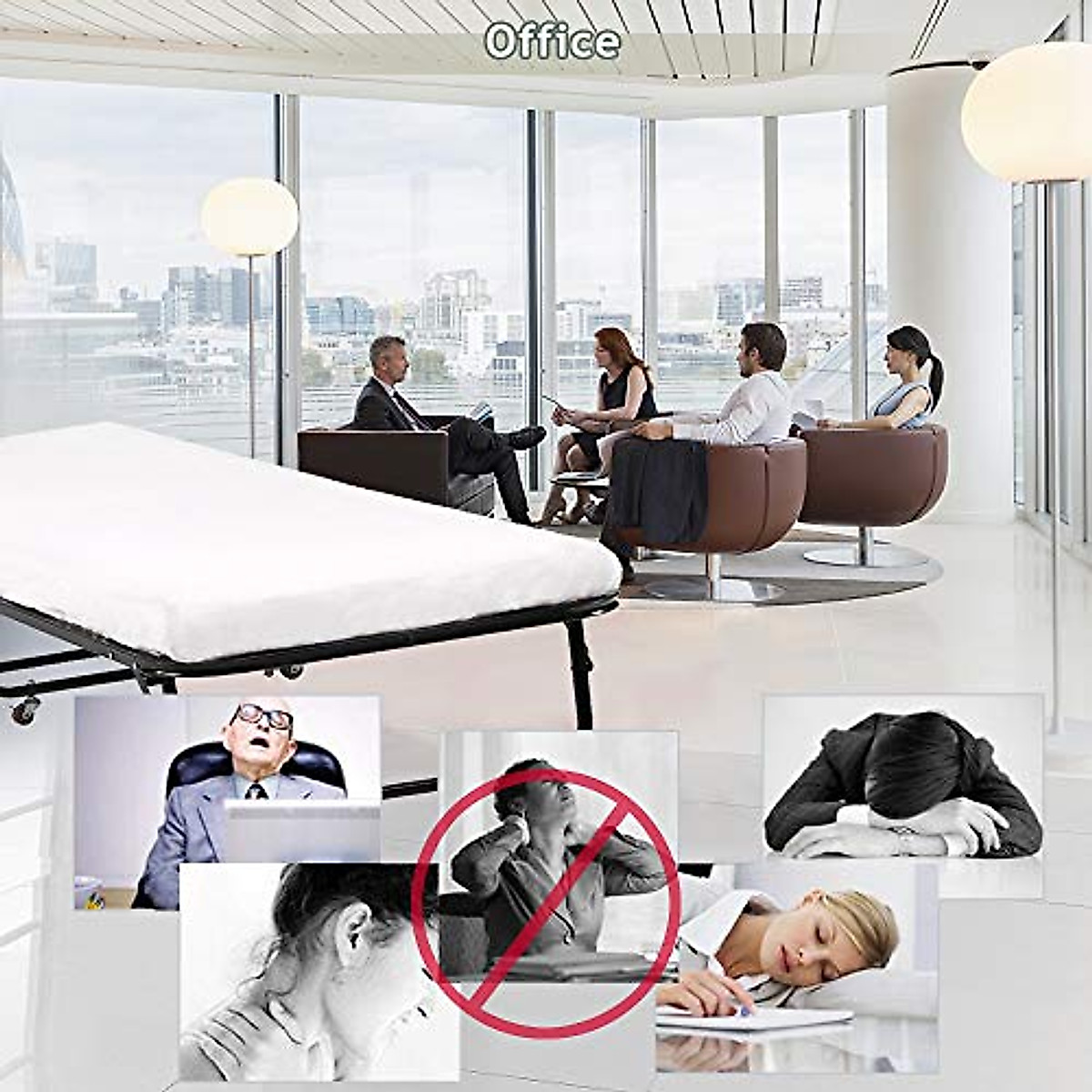 Guest Bed Folding Bed Frame with 3.9 Inch Foam Mattress Fold Up Heavy Duty Extra Portable Camping Cots with Wheels Hideaway Temporary Single Twin Size Rollaway Bed for Adults,Kids - 300LBS Capacity