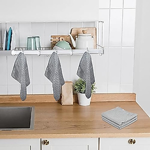 Airensky Kitchen Essentials Dish Towels 6 Piece Value Pack - Reusable Cleaning Cloths, Soft, Ultra-Absorbent, Nonstick Oil & Quick Drying - 12x12 Inches (3 Dark Gray, 3 Light Gray)