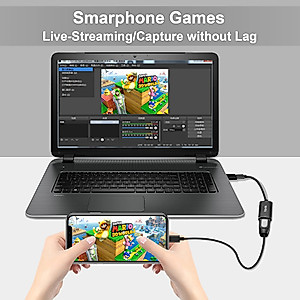 TKHIN Capture Card, Audio Video Capture Card HDMI Game Capture to USB 1080p 60fps, with Type-C to USB Adapter Converter, 4K Full HD Game Capture Low Latency Record for Live Streaming/Gameplay Console